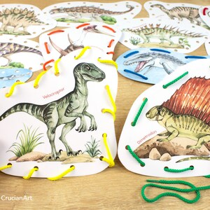 Dinosaur Lacing Cards. Dino Theme Toddler and Preschool Activity ...