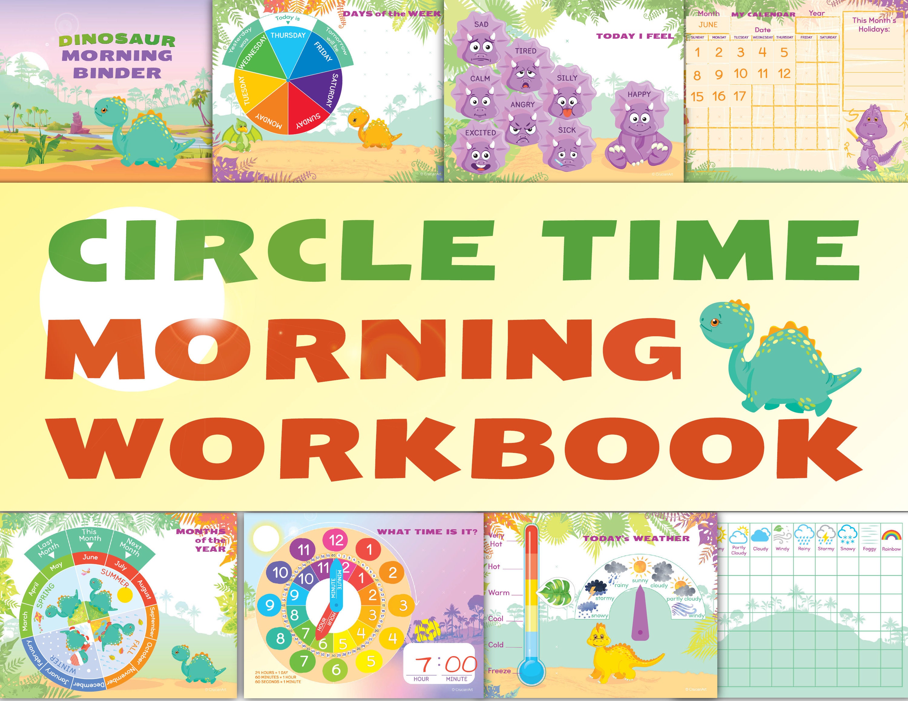 DAILY CALENDAR Morning Binder. Circle Time Printable Learning Workbook ...