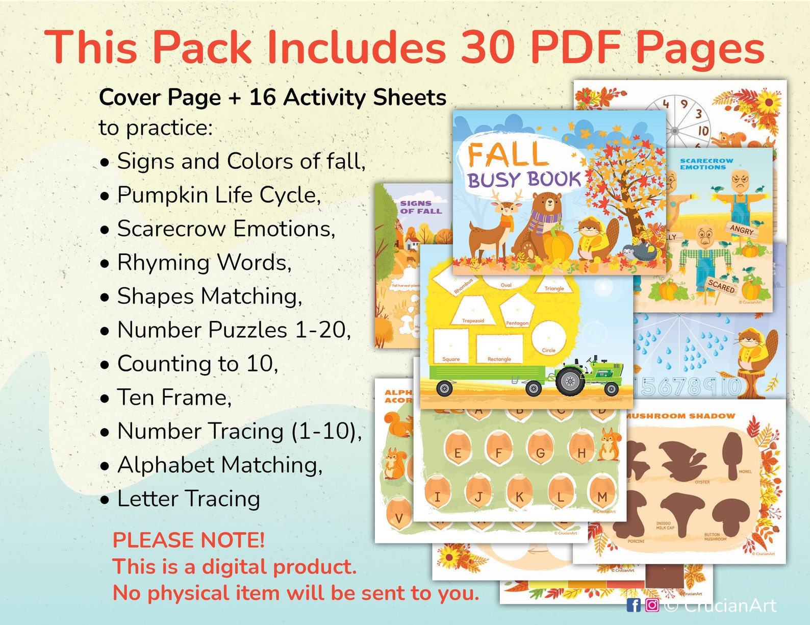 Fall Busy Book: Preschool Homeschool Printables, Preschool Printable ...