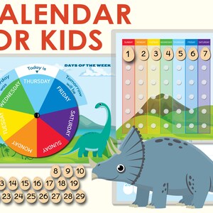 Dinosaur Themed Printable Calendar. Learning Circle Time - Etsy