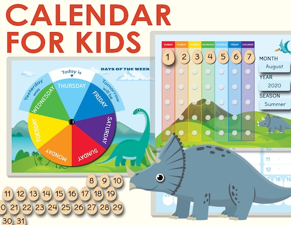 Dinosaur Themed Printable Calendar. Learning Circle Time | Etsy