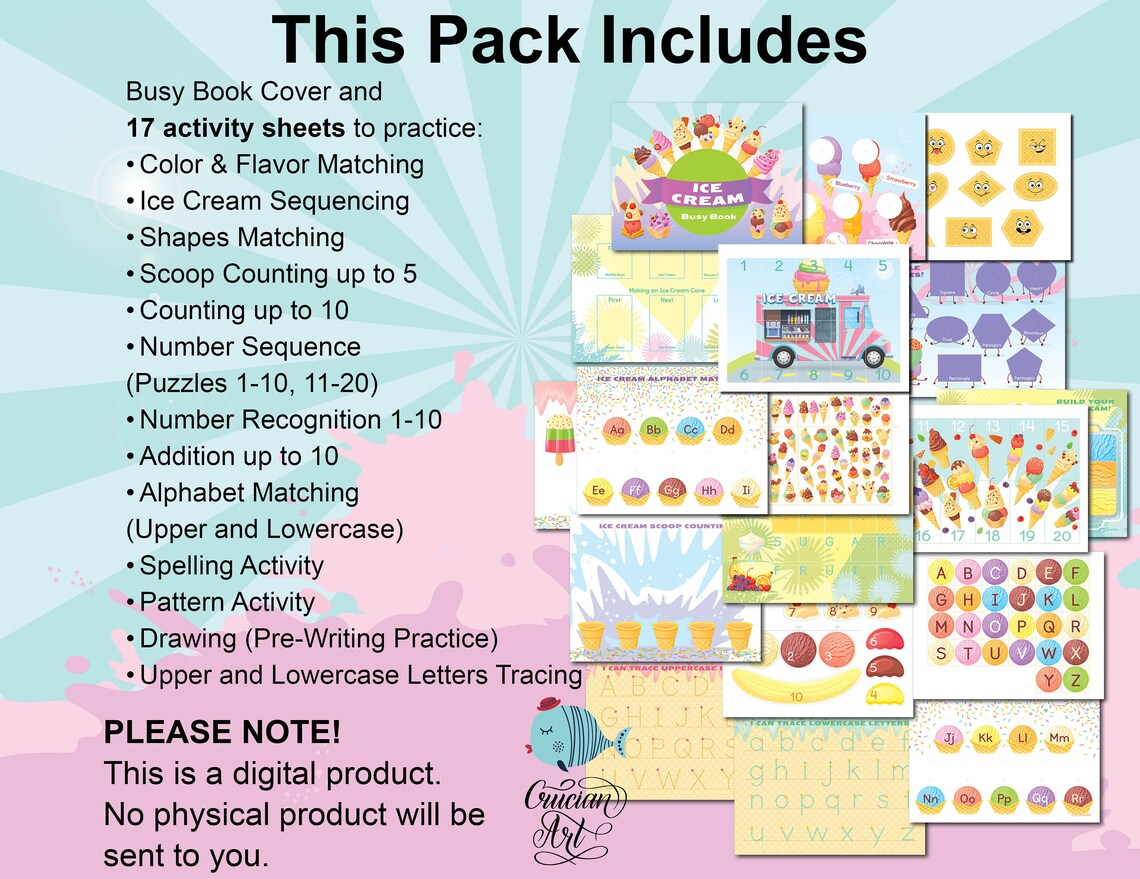 ICE CREAM Printable Busy Book. Preschool & Toddler Learning | Etsy