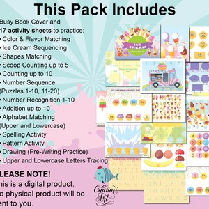 ICE CREAM Printable Busy Book. Preschool & Toddler Learning Activities ...