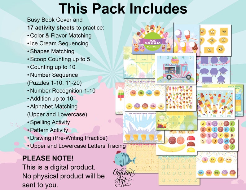 ICE CREAM Printable Busy Book. Preschool & Toddler Learning Activities ...