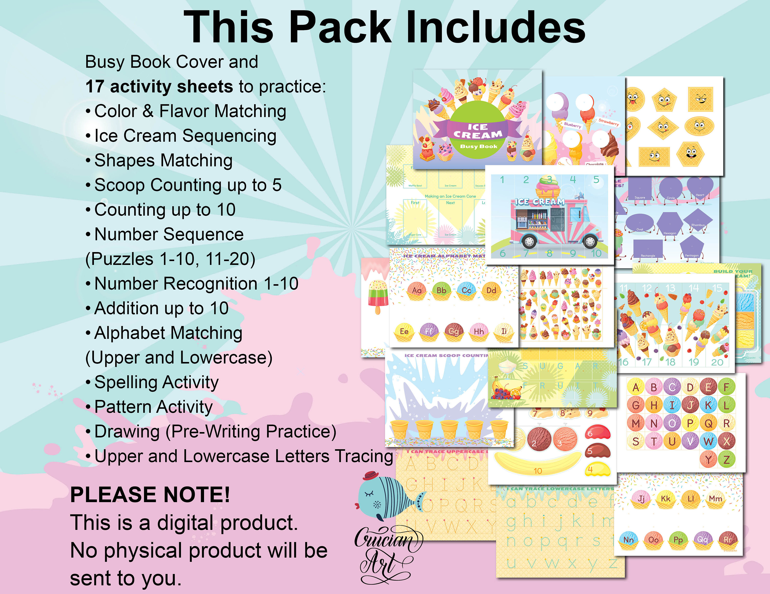 ICE CREAM Printable Busy Book. Preschool & Toddler Learning Activities ...