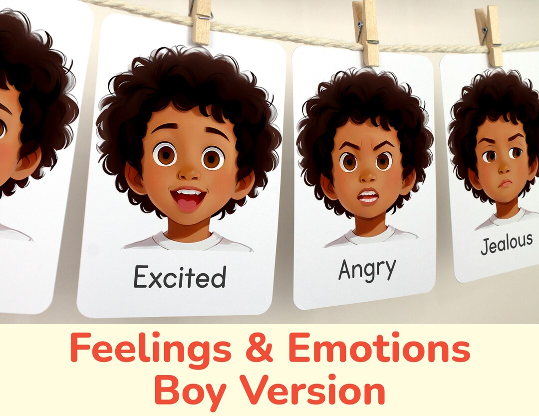 Emotion Flash Cards. Printable Flashcards for Boy: Explore Feelings ...