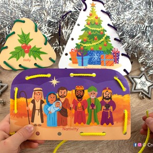 Christmas Lacing Cards Toddler and Preschool. Printable Fine Motor ...