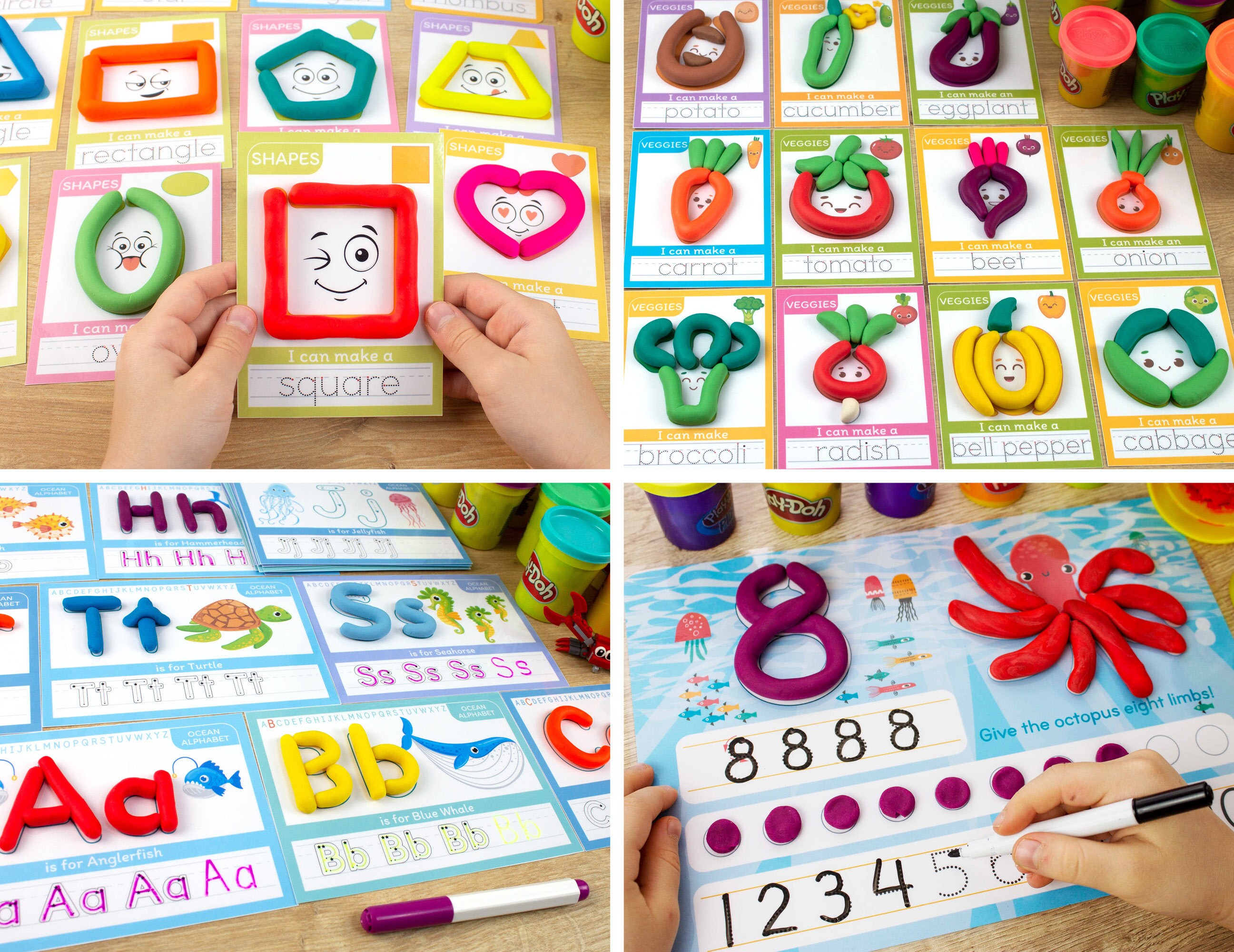 Playdough Mats Growing Bundle: Set of Printable Play Dough Mat ...