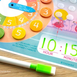 LEARNING TIME Printable Activity. Clock Educational Worksheet for ...