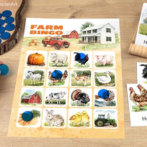 Farm Themed Bingo Game: Printable Preschool, Kindergarten, Toddler ...