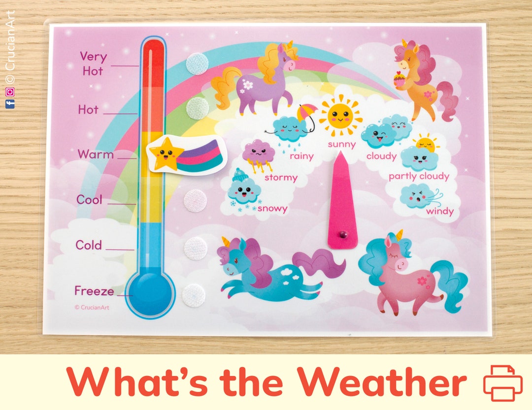 Rainbow Unicorn Weather Activity. Printable Learning Material ...