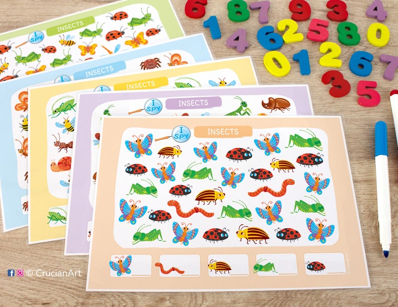 Bugs & Insects I Spy Counting Activity. Preschool, Pre-k, Kindergarten ...