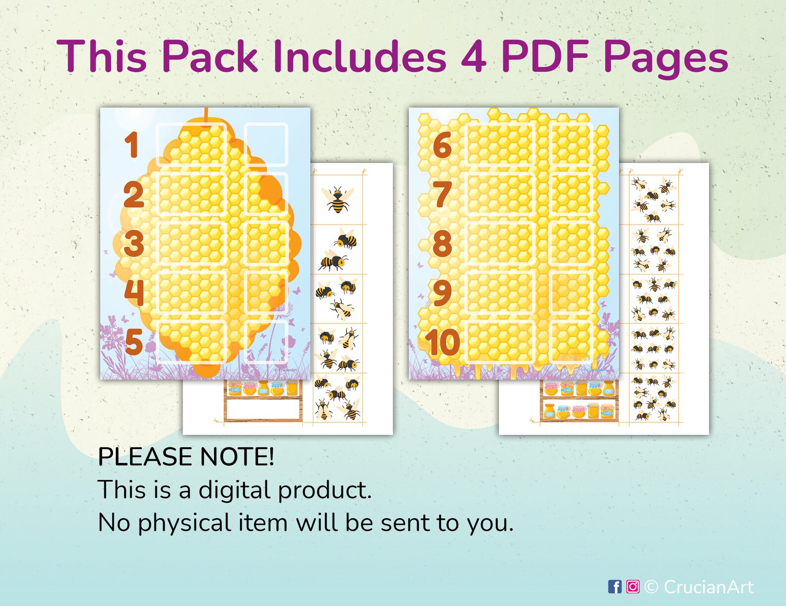 Honeybee Number 1-10 Match Printable Worksheet. Honey Bee - Etsy