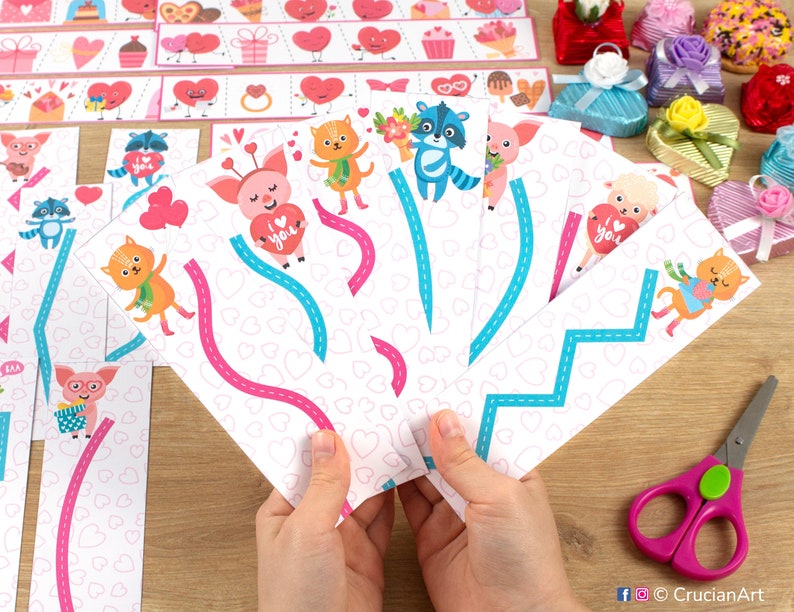 Valentine's Day Scissor Strips. Cutting Skills Activity. Preschool ...