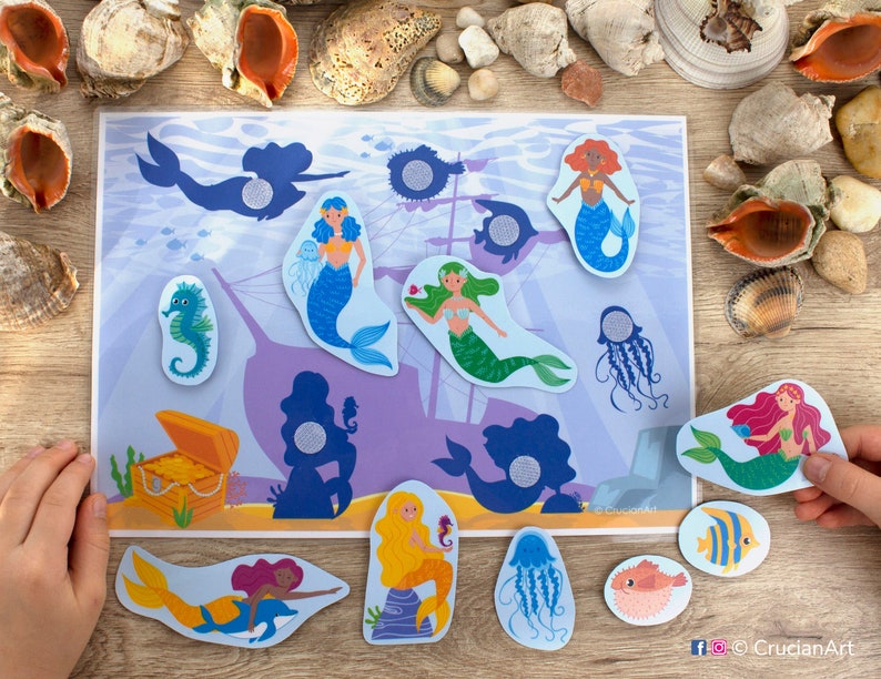 Mermaids Sorting & Matching Printable Busy Book for Girls. Learning ...
