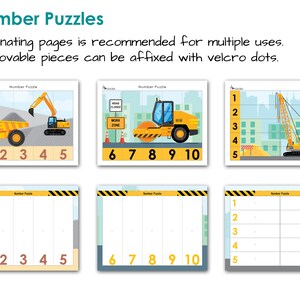 Construction Vehicles Numbers 1-10 & Counting Printable Busy Book ...