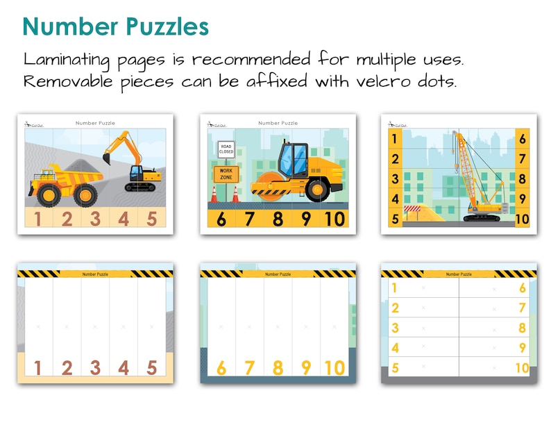 Construction Vehicles Numbers 1-10 & Counting Printable Busy - Etsy