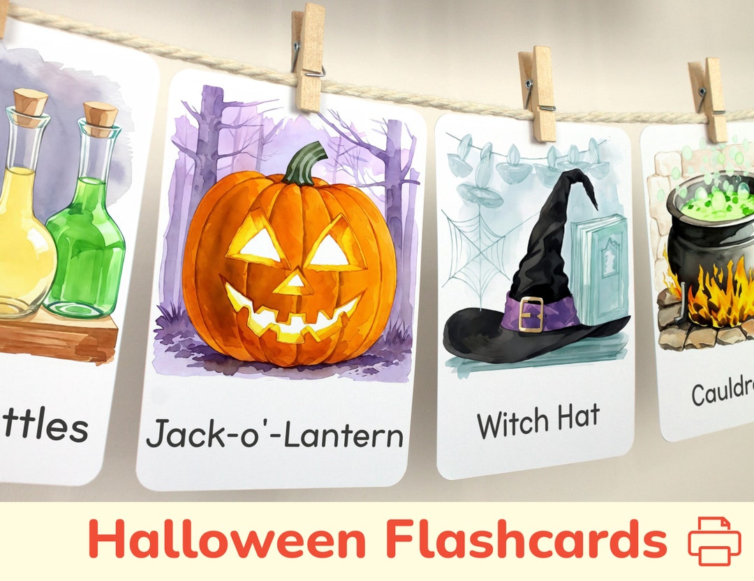 Halloween Flashcards: Halloween Printable Wall Art, Classroom ...