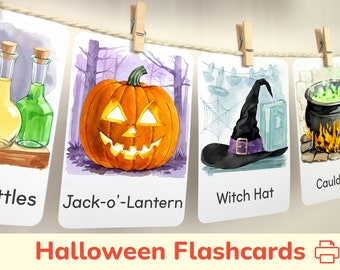Halloween Flashcards: Halloween Printable Wall Art, Classroom ...