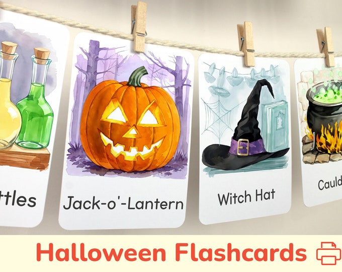 Halloween Flashcards: Halloween Printable Wall Art, Classroom ...