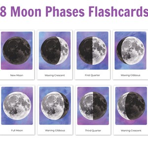 Moon Phases Flashcards & Poster | Phases of the Moon Montessori ...
