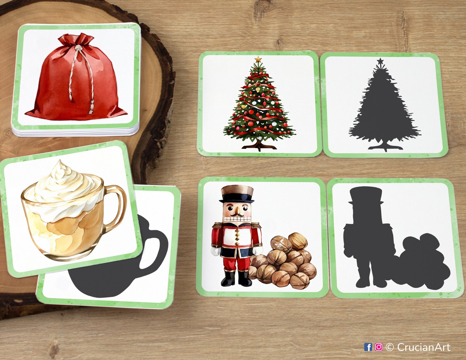 Christmas Shadow Matching Activity: Printable Match Cards for Toddlers ...