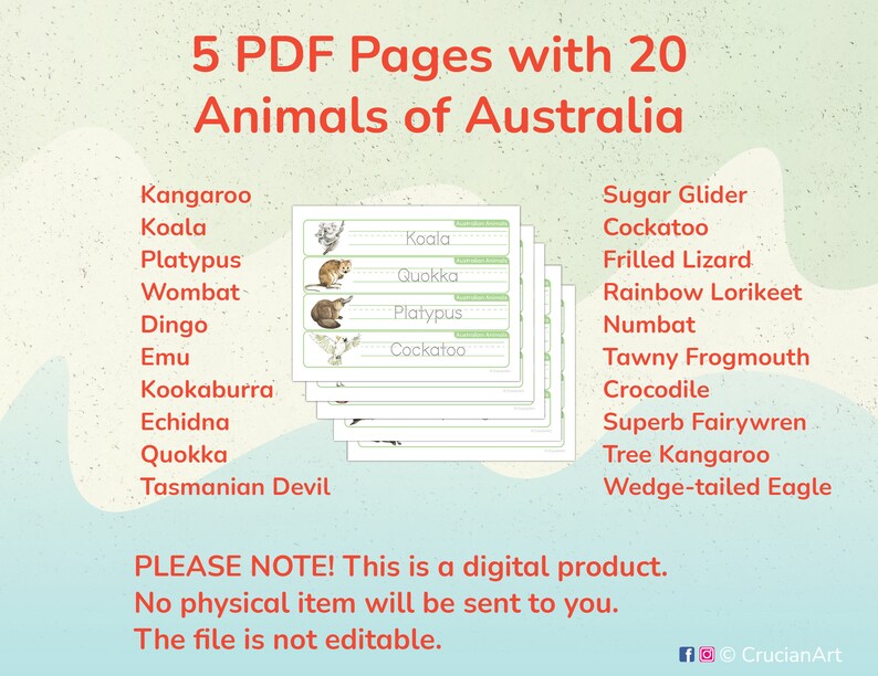 Australian Animals Tracing Strips: Printable Educational Activities ...