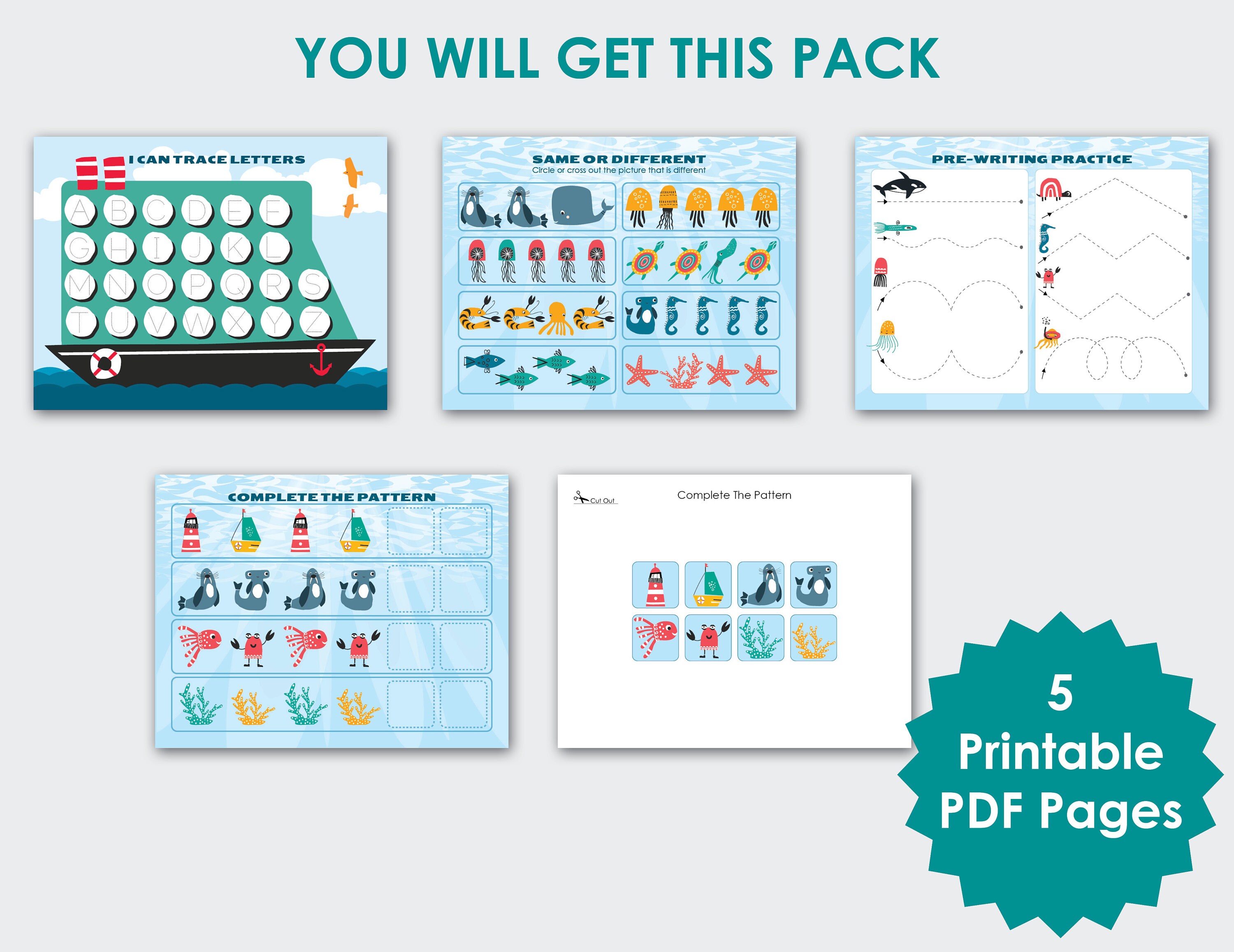 Pre-writing and Thinking Skills Preschool Activities. Ocean Themed ...