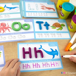 OCEAN ANIMALS Play Dough Mats. Under the Sea Alphabet Playdough ...