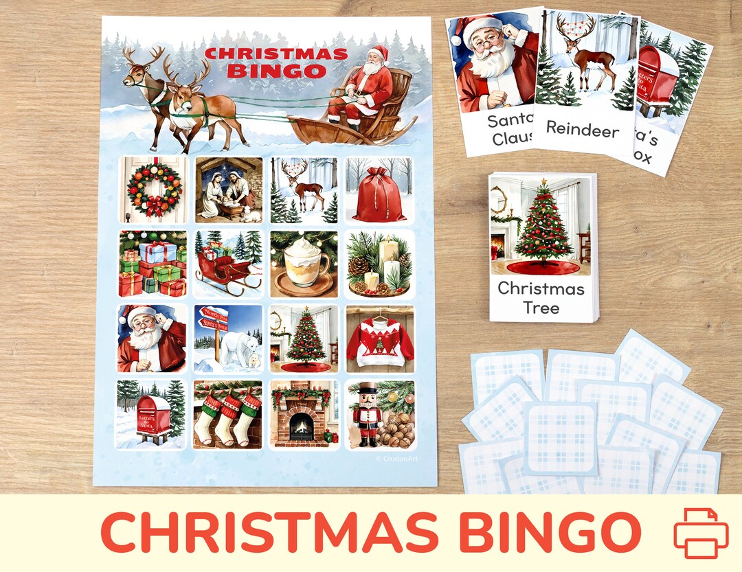 Christmas Bingo Game: Printable Preschool, Kindergarten, Toddler ...