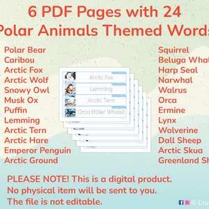 Arctic Animals Handwriting Worksheets: Printable Vocabulary Activity ...