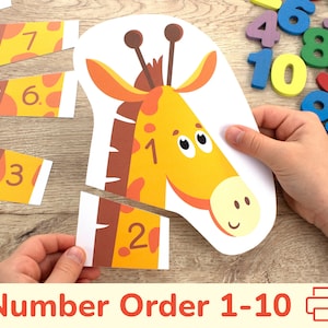 Giraffe Numbers 1-10 Printable Activity. Toddler and Preschool - Etsy
