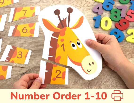 Giraffe Numbers 1-10 Printable Activity. Toddler and Preschool | Etsy