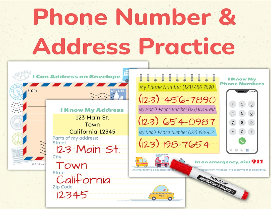 Personalized Phone Number & Address Practice Worksheet. Printable ...