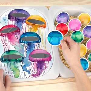Jellyfish Color Sorting Flisat Insert: Printable Learning Activity for ...