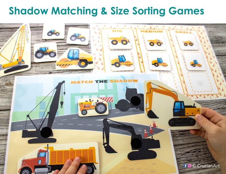 Construction Vehicles Sorting & Matching Printable Busy Book. Truck ...