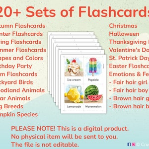 Flashcards Growing Bundle: Set of Printable Flash Cards for Toddler ...