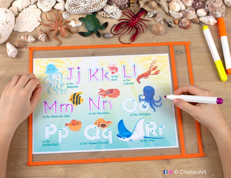 Ocean Alphabet Tracing Activity. Printable Uppercase and - Etsy