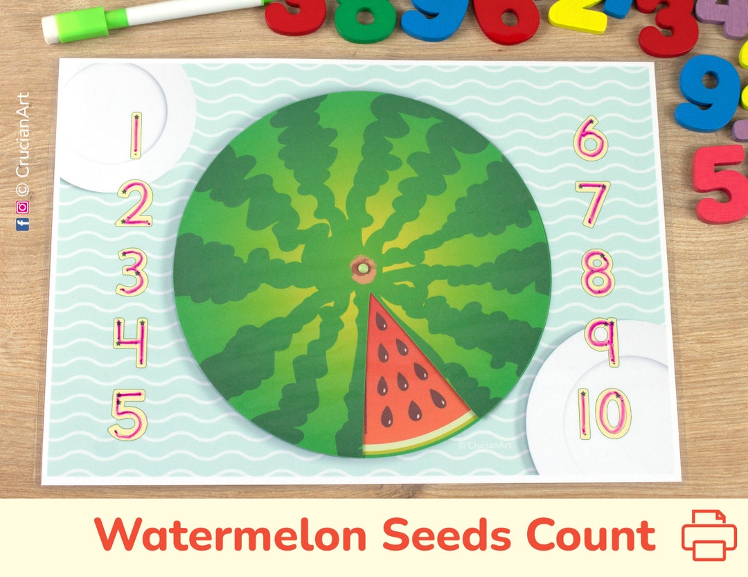 Watermelon Seeds Counting Activity. Printable Preschool Count to 10 ...