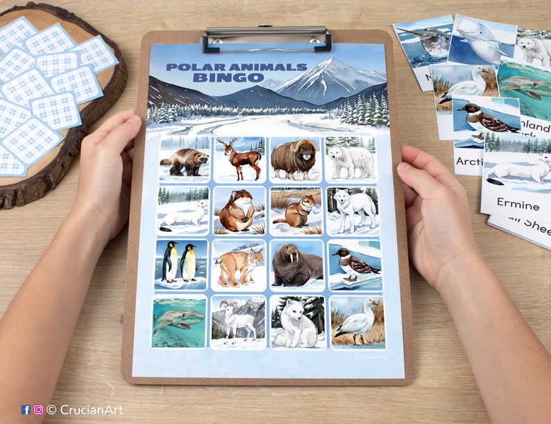 Polar Animals Bingo Game: Printable Preschool, Kindergarten, Toddler ...