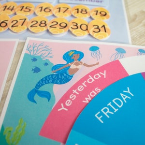 Mermaid Printable Calendar. Circle Time Preschool, Pre-k, Kindergarten ...