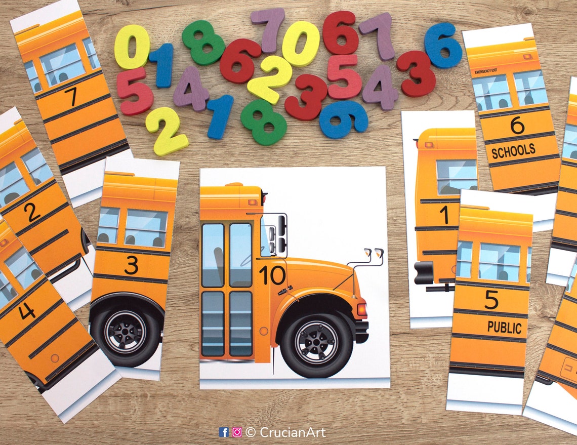 SCHOOL BUS Number Sequence Puzzle. Sequencing 1-10 11-20 | Etsy