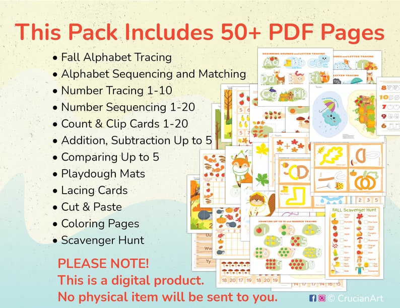 Fall Unit Printable. Autumn Preschool Pre-k Learning - Etsy