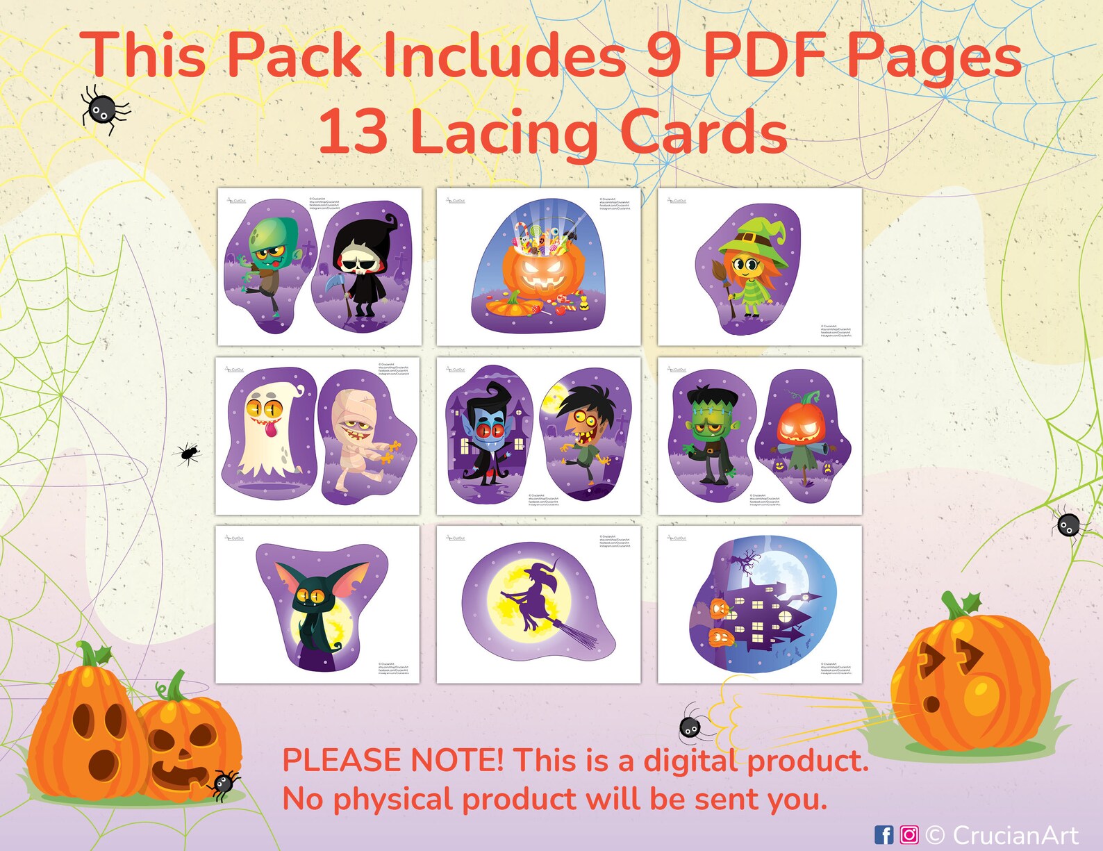 HALLOWEEN Printable Lacing Cards. Toddler and Preschool Fine - Etsy