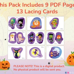 HALLOWEEN Printable Lacing Cards. Toddler and Preschool Fine Motor ...