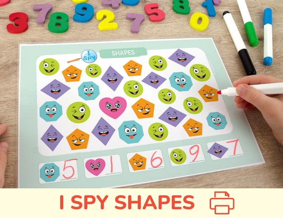 Shapes I Spy Counting Activity. 2D Shapes Printable - Etsy
