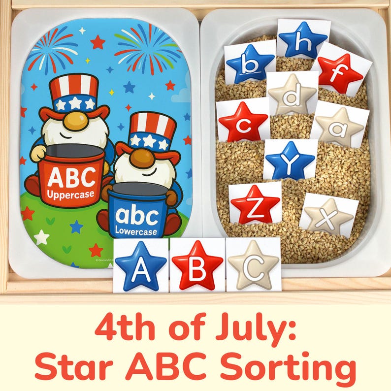 4th of July ABC Star Flisat Insert: Independence Day Printable Template ...