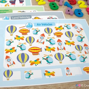 Vehicles Count to 10 Printable Activity. Land, Water, Air, Construction ...