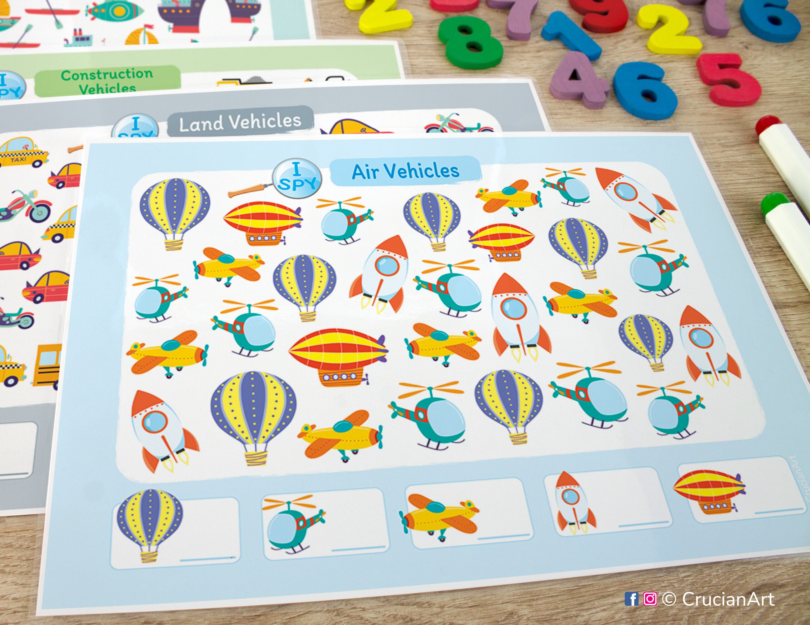 Vehicles Count to 10 Printable Activity. Land Water Air - Etsy
