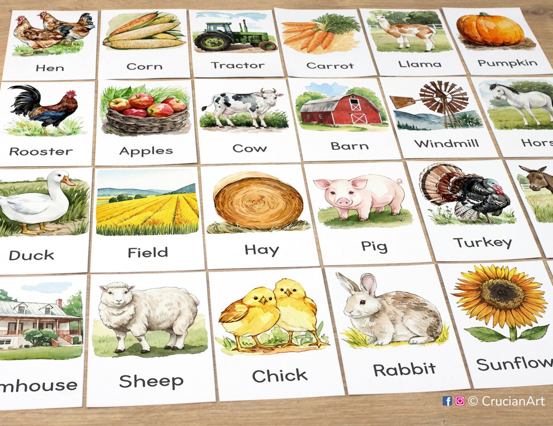 Farm Themed Bingo Game: Printable Preschool, Kindergarten, Toddler ...